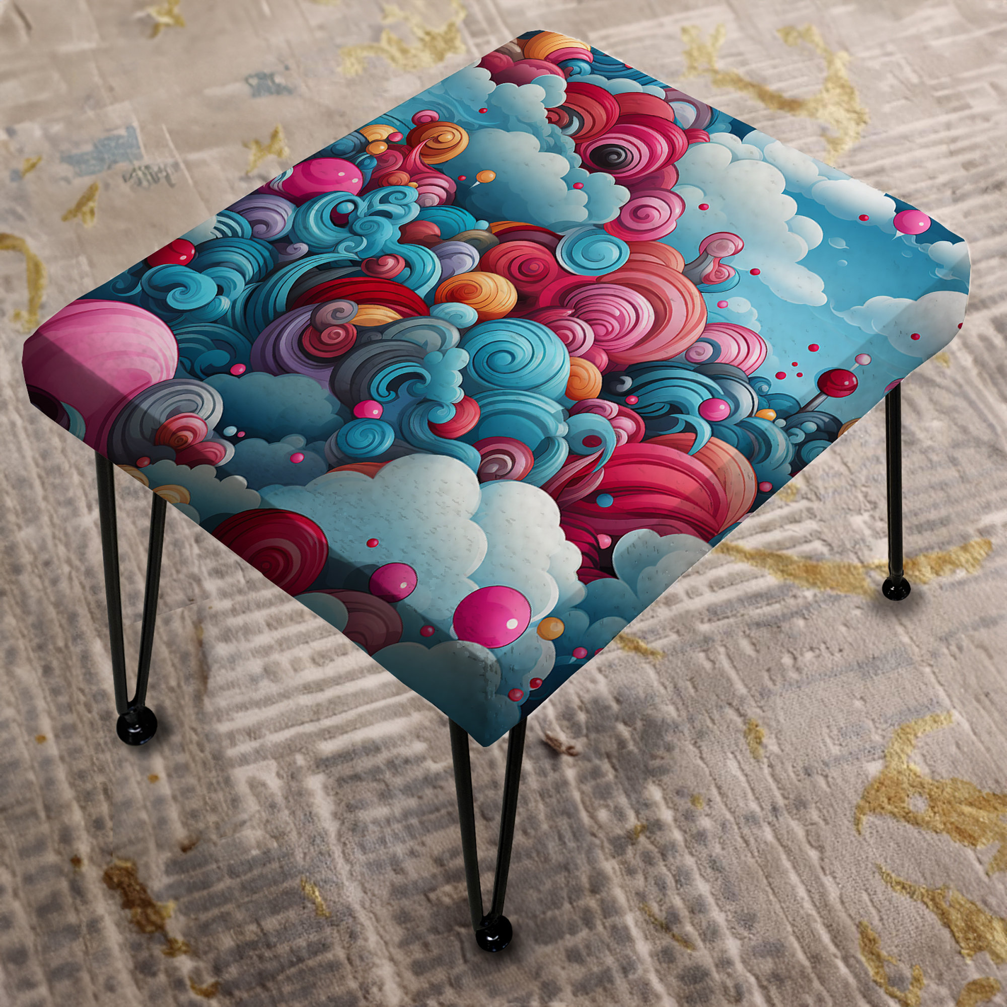 Design Art Poupart Candy Crush Chaos - Polka Dots Rectangle Ottoman ...