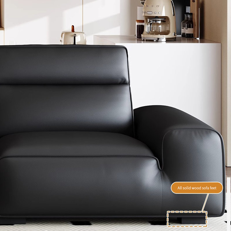 Merting Modern Minimalist High Back Leather Sofa | Wayfair
