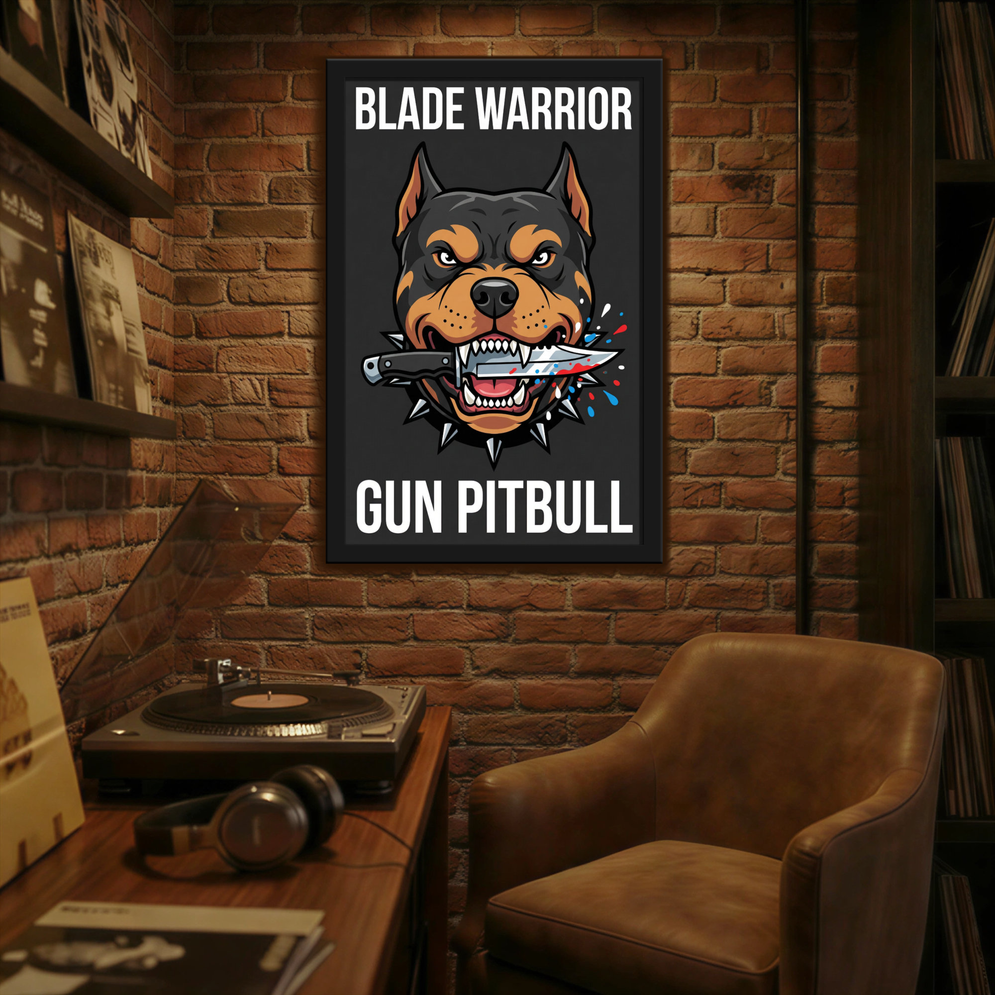 Winston Porter Animals Blade Warrior Gun Pitbull Dog With Knife | Wayfair