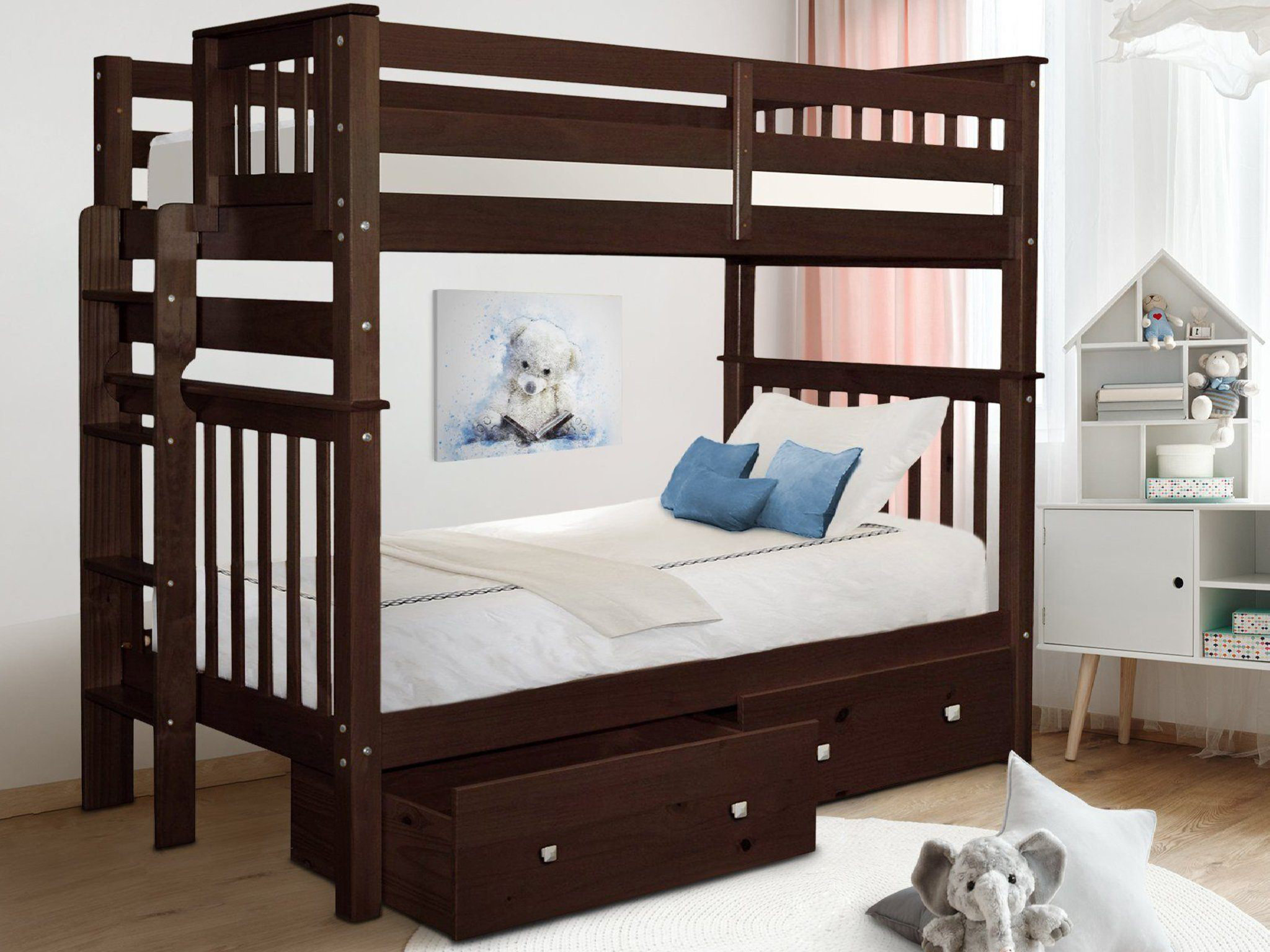 Harriet Bee Treva Solid Wood Standard Bunk Beds with End Ladder and 2 ...