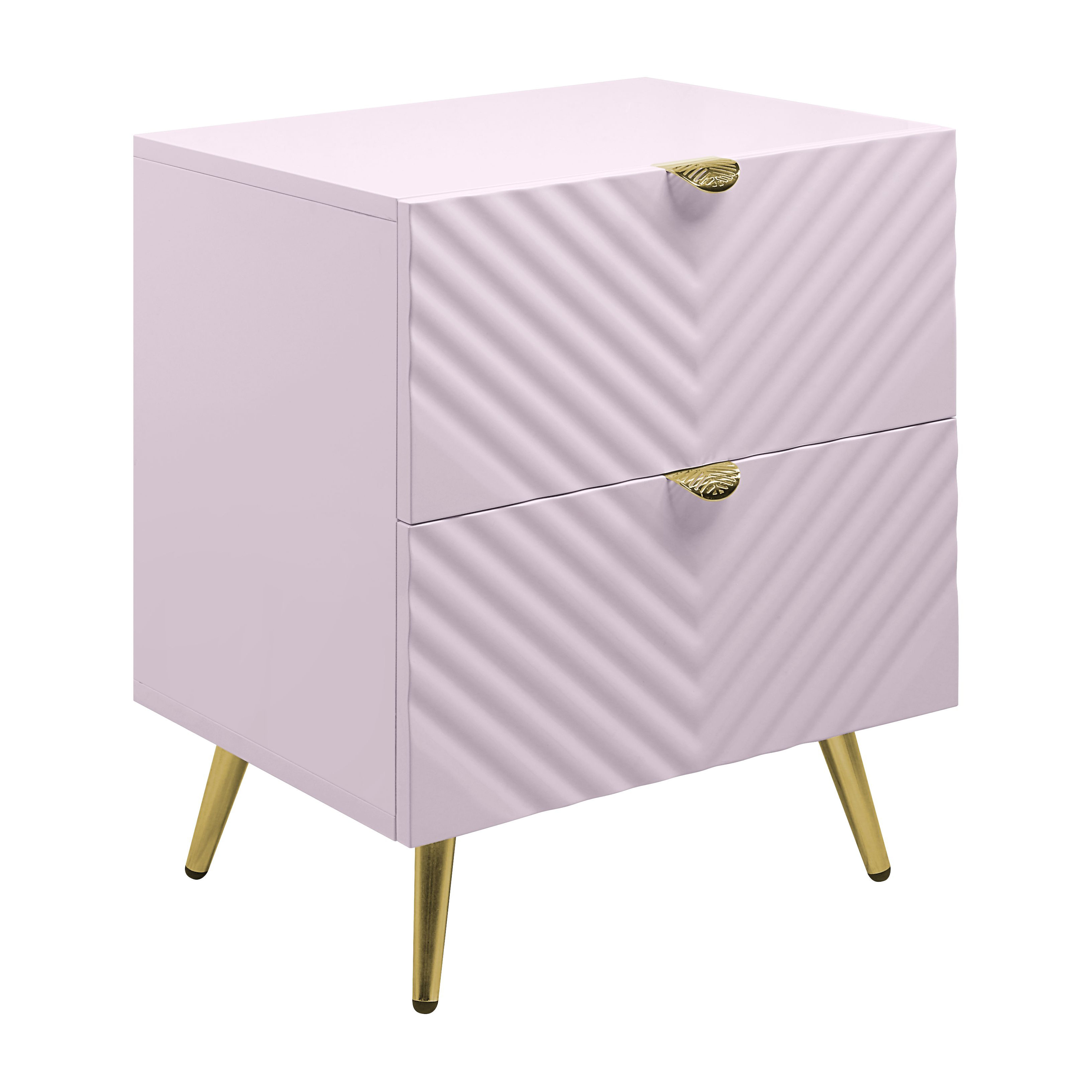 Mercer41 Nightstand, Pink High Gloss Finish | Wayfair