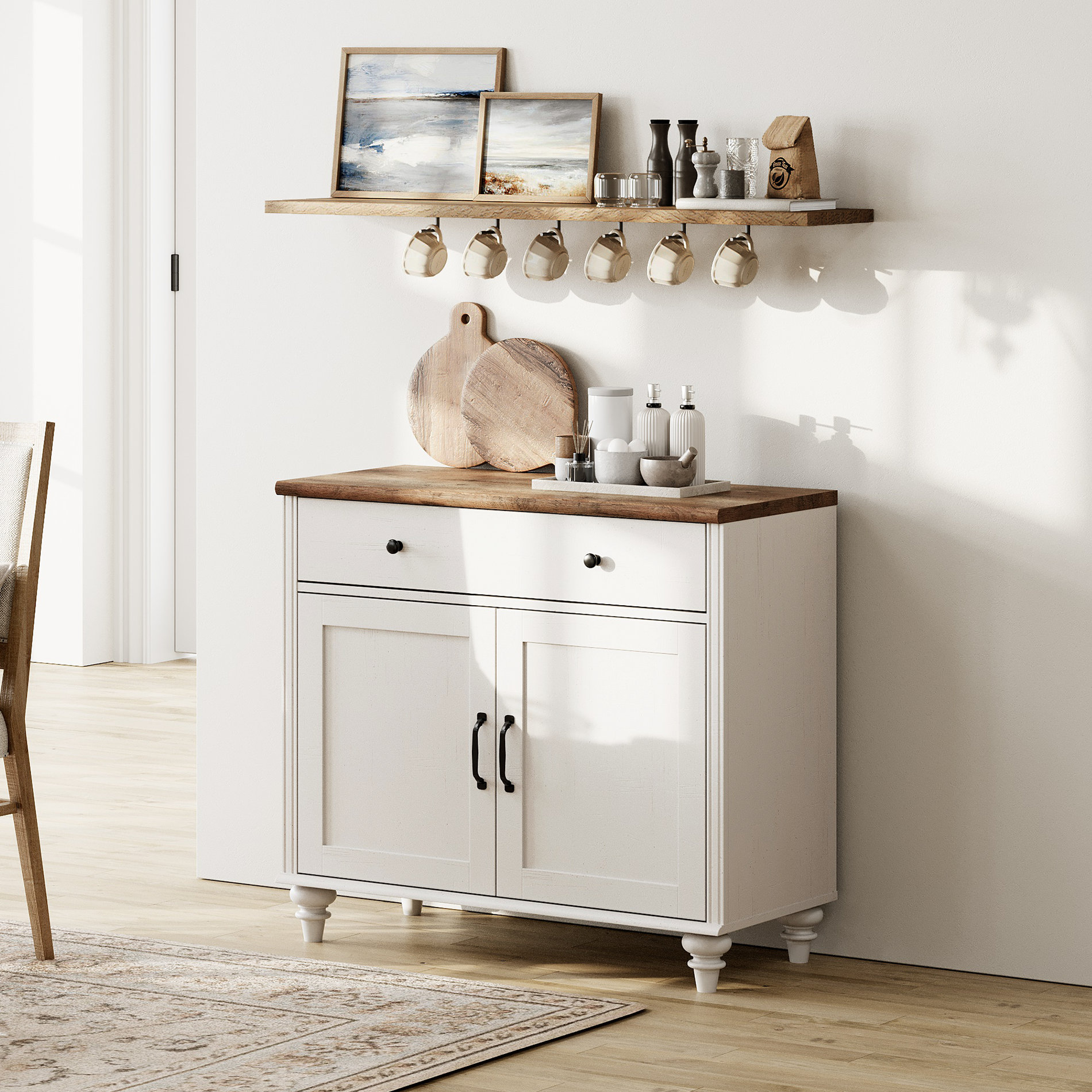Charlton Home Scarlett Sideboard Buffet Cabinets With Doors And Drawers ...