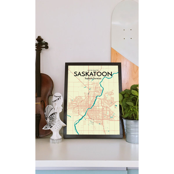 East Urban Home Saskatoon City Map - No Frame Print | Wayfair.co.uk