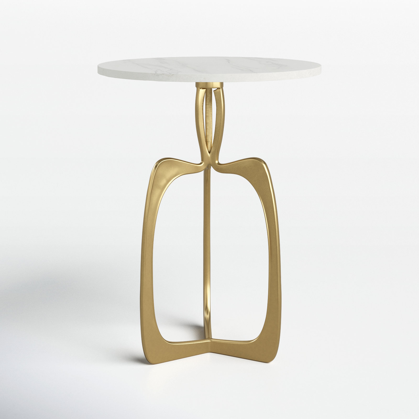 Joss & Main Modern Glam Gold and Marble Round Accent Side Table - 18" x ...