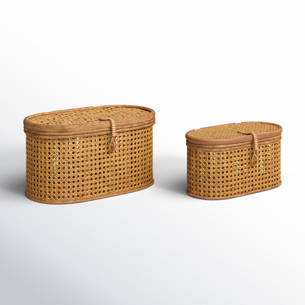 Birch Lane™ Edelie 2 Piece Rattan Storage Bin Set & Reviews | Wayfair