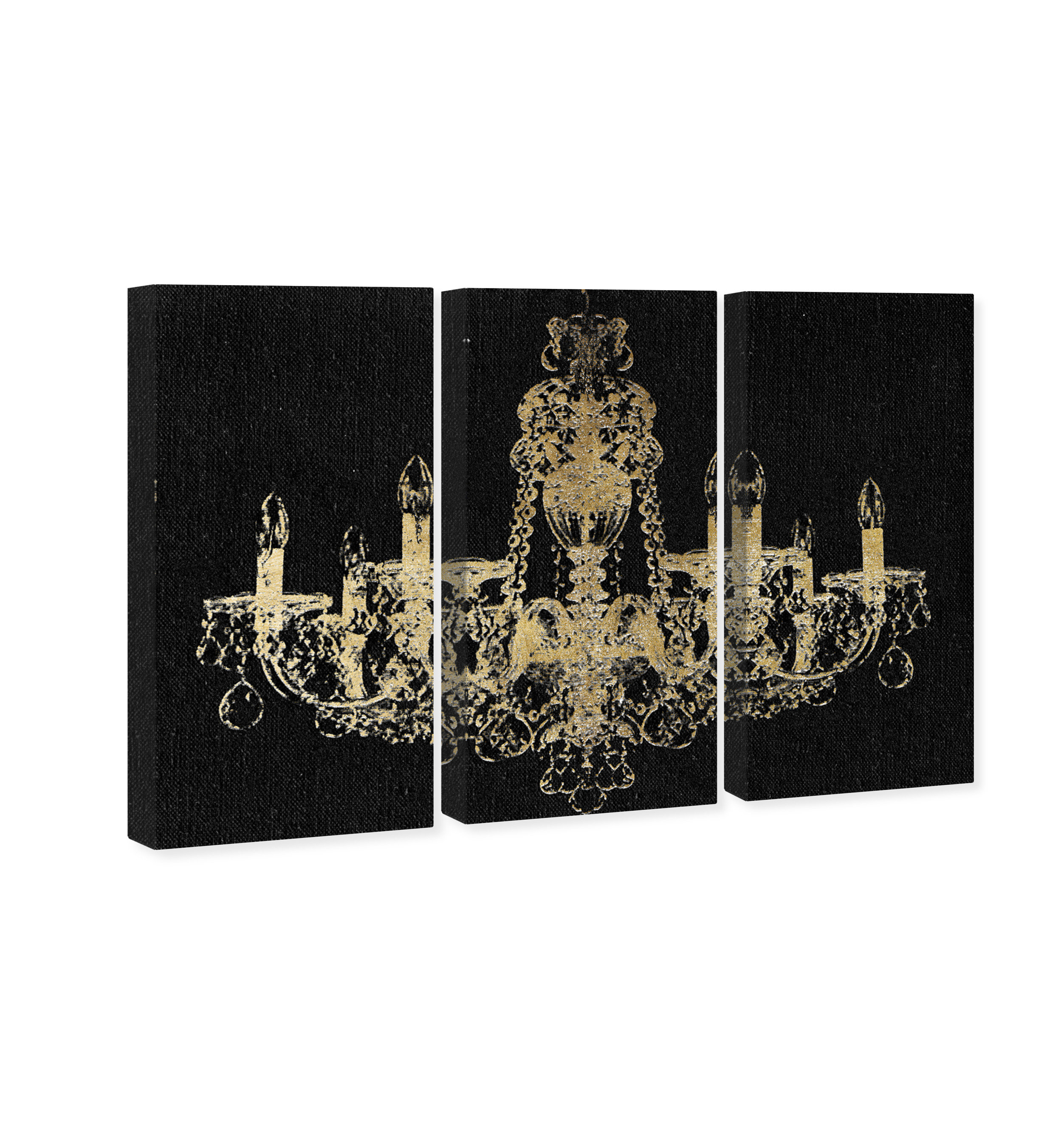Oliver Gal Prints Lustre diamant triptyque de nuit, cristaux modernes ...