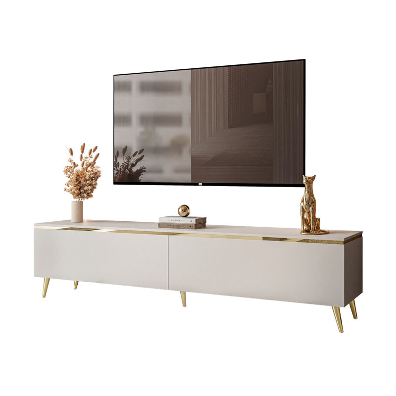 Canora Grey Anthone TV Stand 180 cm, cashmire with gold legs & Reviews ...