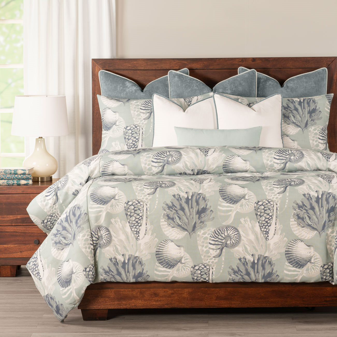Siscovers Ocean Blue Seashell Print Duvet Cover & Insert Set | Wayfair