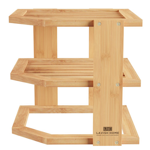Lavish Home 3-Tier Bamboo Corner Shelf Rack for Kitchen or Bathroom ...