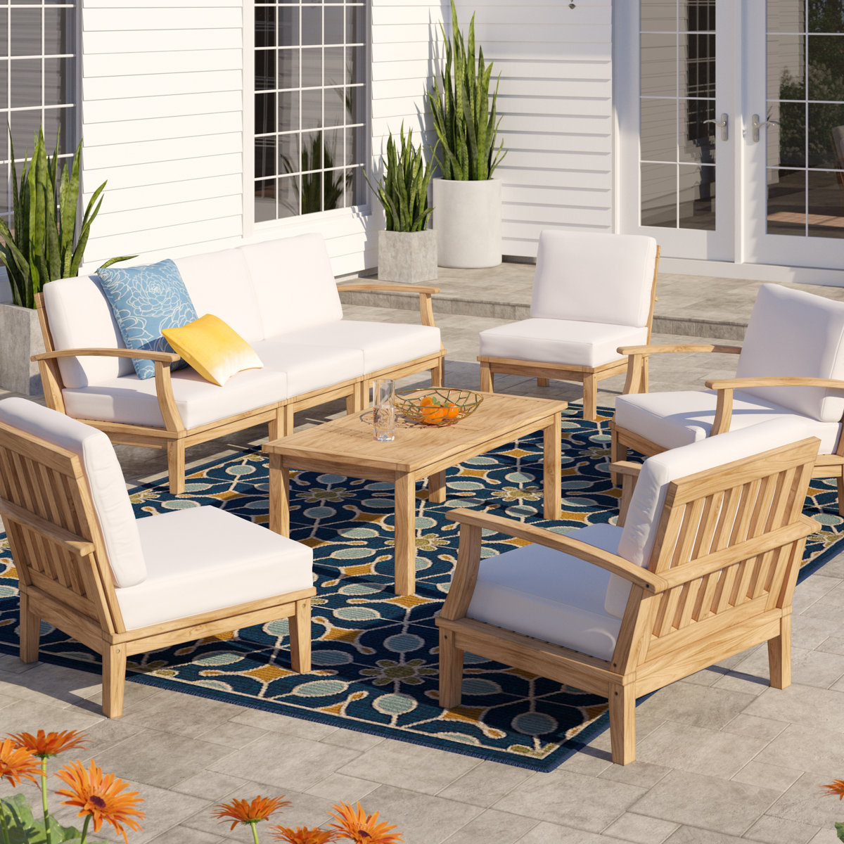 Modway Marina 8 Piece Outdoor Patio Teak Set & Reviews | Wayfair