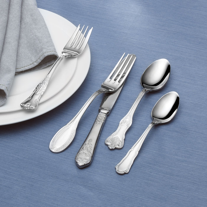 Wallace Hotel Lux 77-Piece 18/10 Stainless Steel Flatware Set, Silver ...