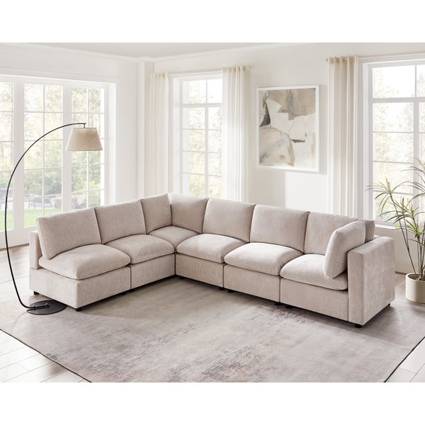 Latitude Run® 6-Piece L-Shaped Upholstered Symmetrical Sectional ...