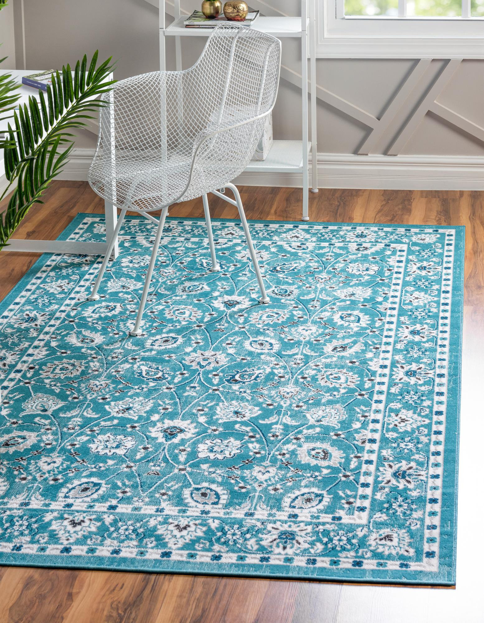 Bungalow Rose Dota Floral Teal Area Rug & Reviews | Wayfair