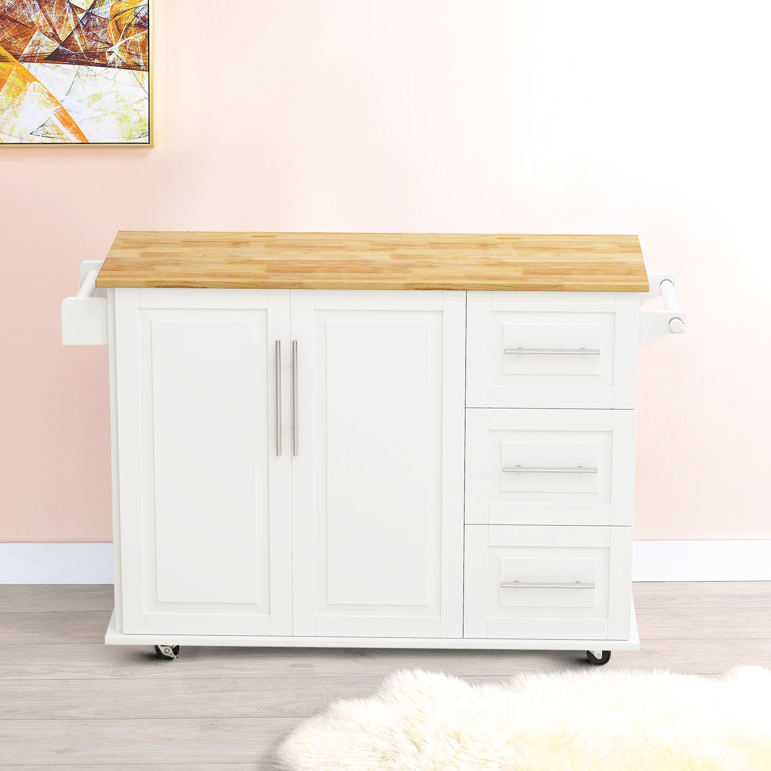 Red Barrel Studio® Topol Classic Movable Wooden Kitchen Island Kitchen ...