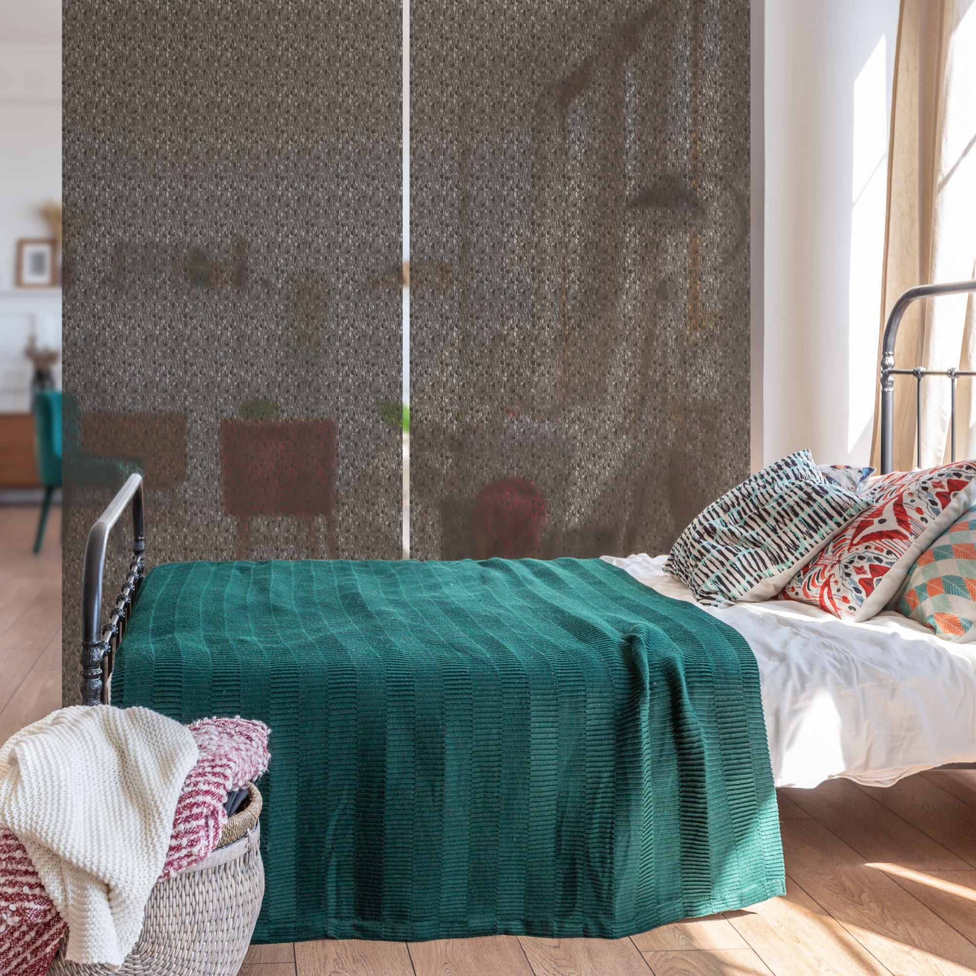 Ebern Designs Hanging Panel Divider, Sheer Privacy Room Partition ...