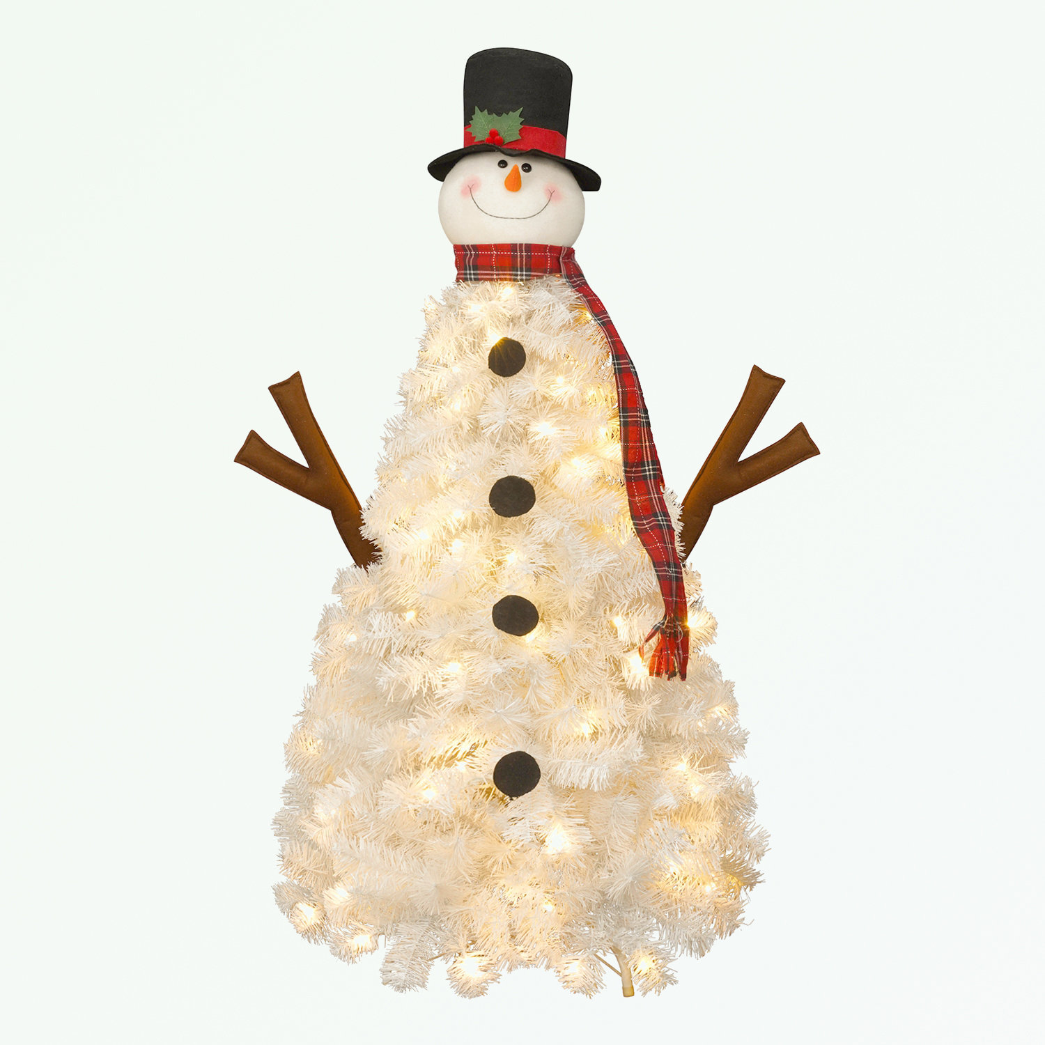 The Holiday Aisle® Snowman-Shaped Artificial Christmas Tree with 100 ...