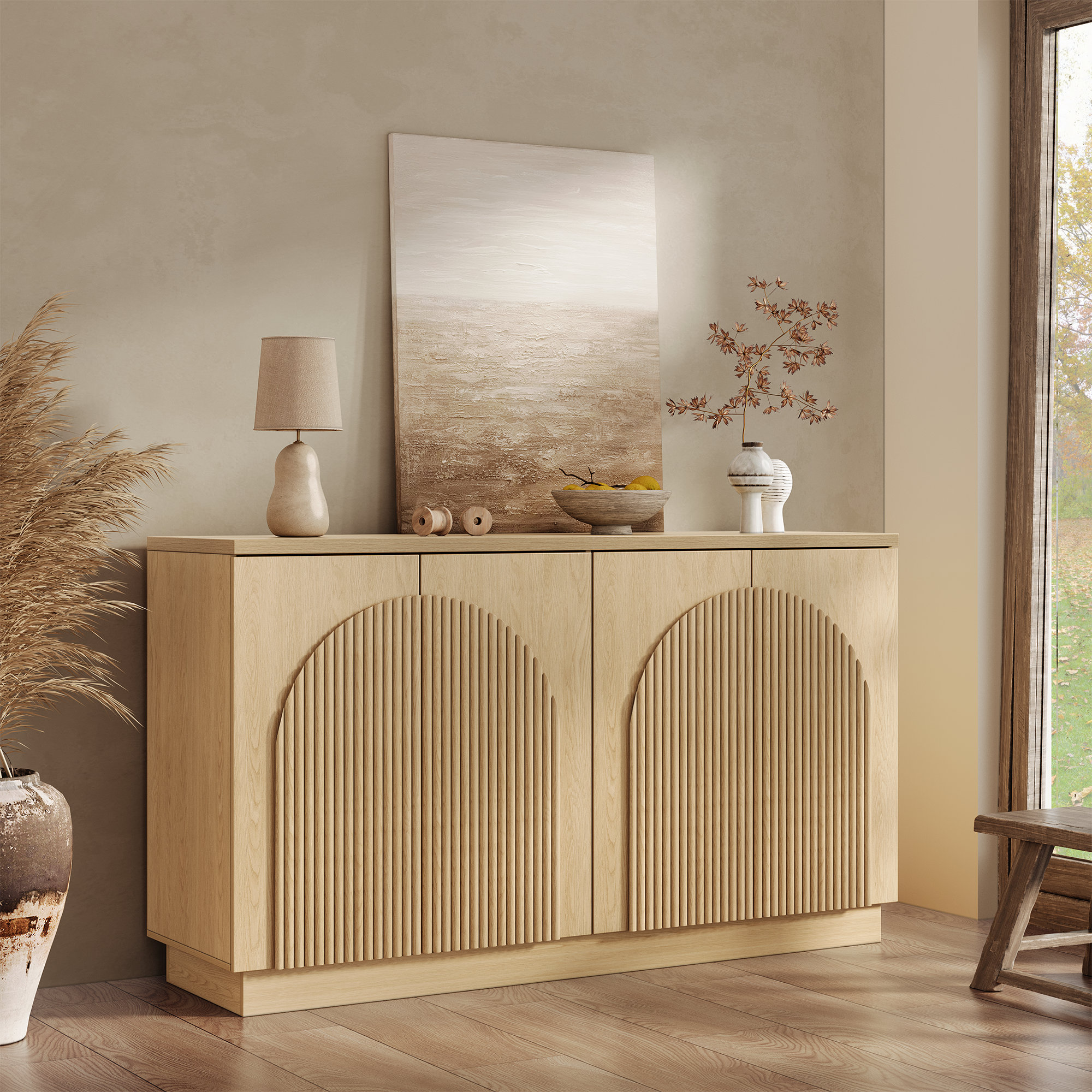 Ebern Designs Designer 55'' Curved Three-dimensional Texture Sideboard ...
