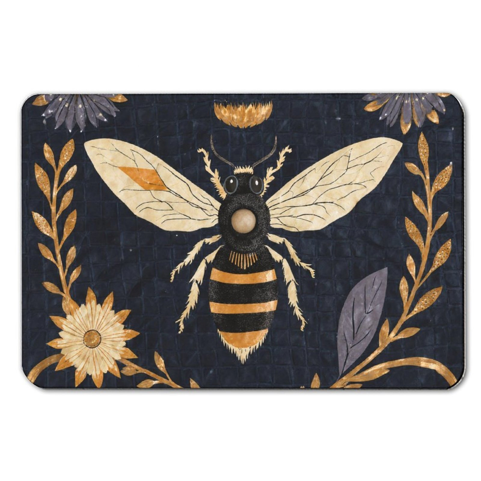 Astoria Grand Lovely Gold Bee Flower Motif Bath Mat, 36 X 24 | Wayfair