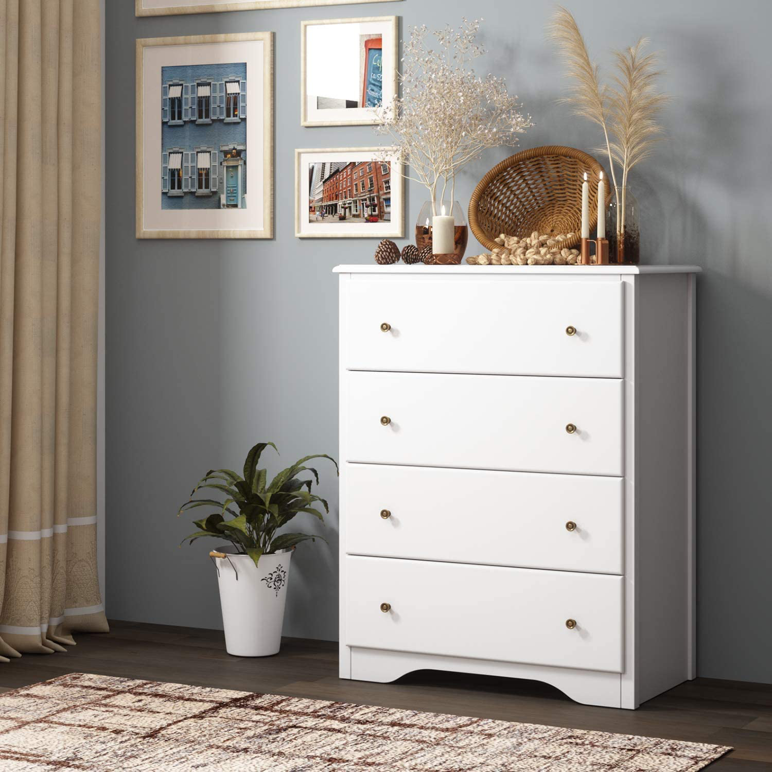 Ebern Designs Naewe 29" W Modern 4 Drawer Dresser, Drawer Chest, Wooden ...