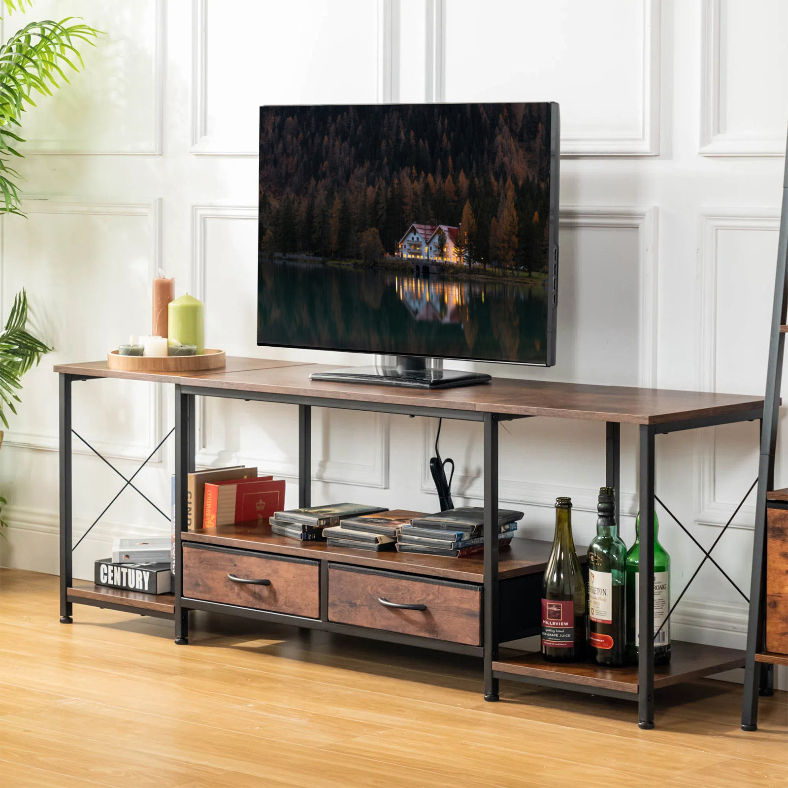 17 Stories 62.9 Inch TV Stand With Storage, TV Stand With Outlet ...