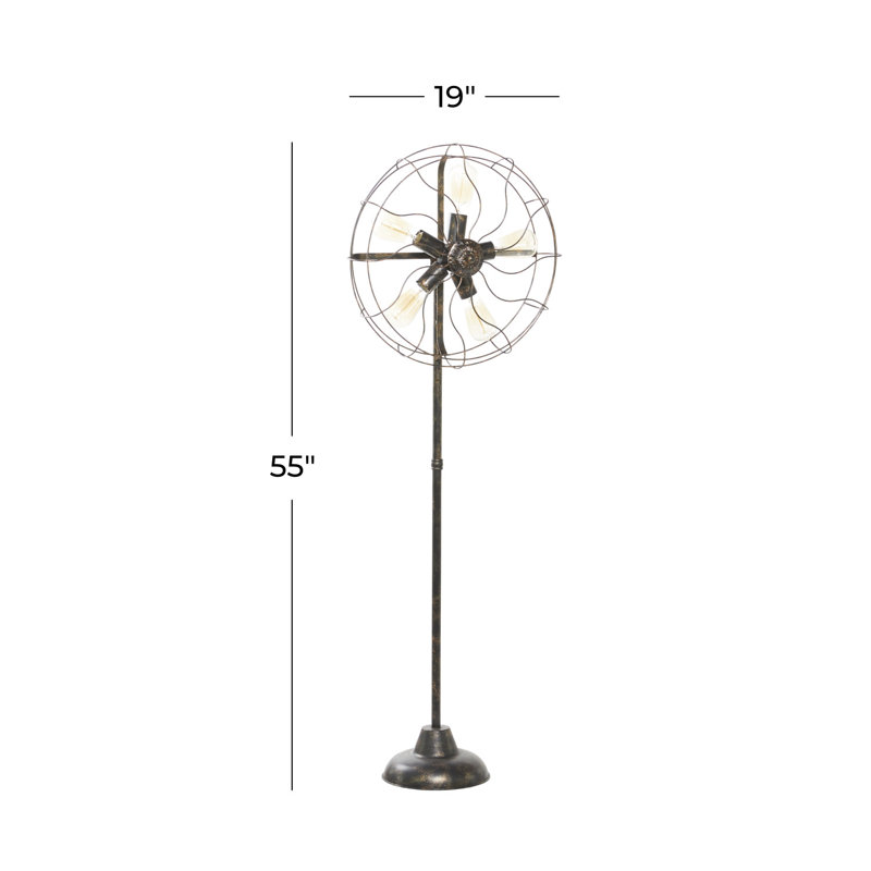Williston Forge Metal Vintage Fan Shape Bronze Floor Lamp | Wayfair