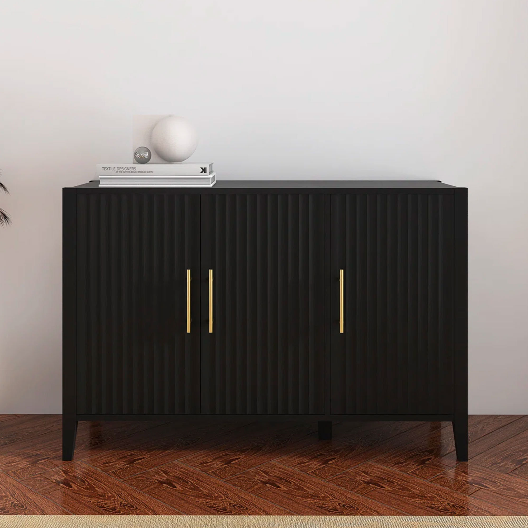 Everly Quinn 48'' MDF Modern Storage Cabinet In White With Shelf | Wayfair