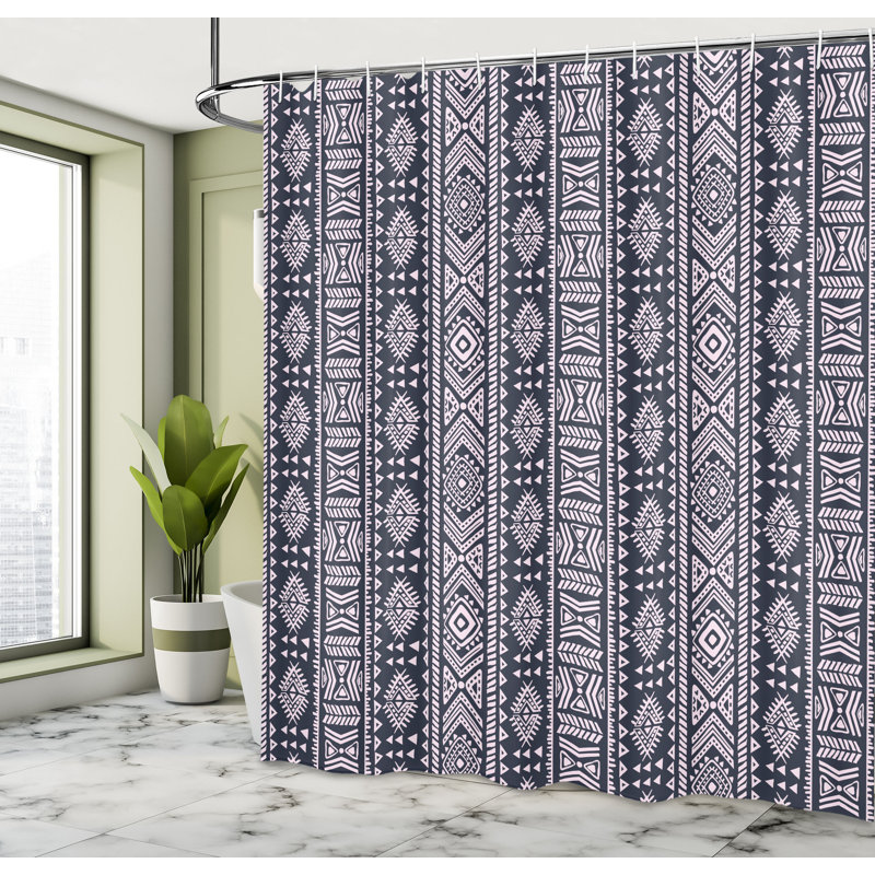 East Urban Home African Shower Curtain Vertical Art Borders Cadet Blue ...
