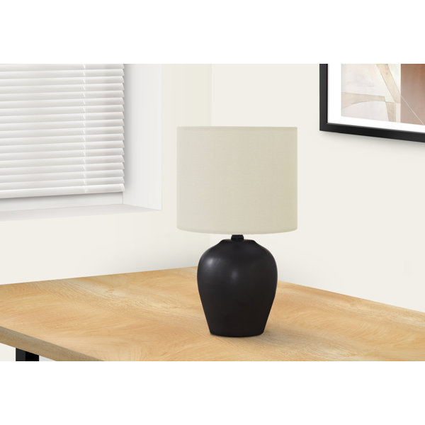 Ebern Designs Lighting, 17"H, Table Lamp, Black Ceramic, Ivory / Cream ...