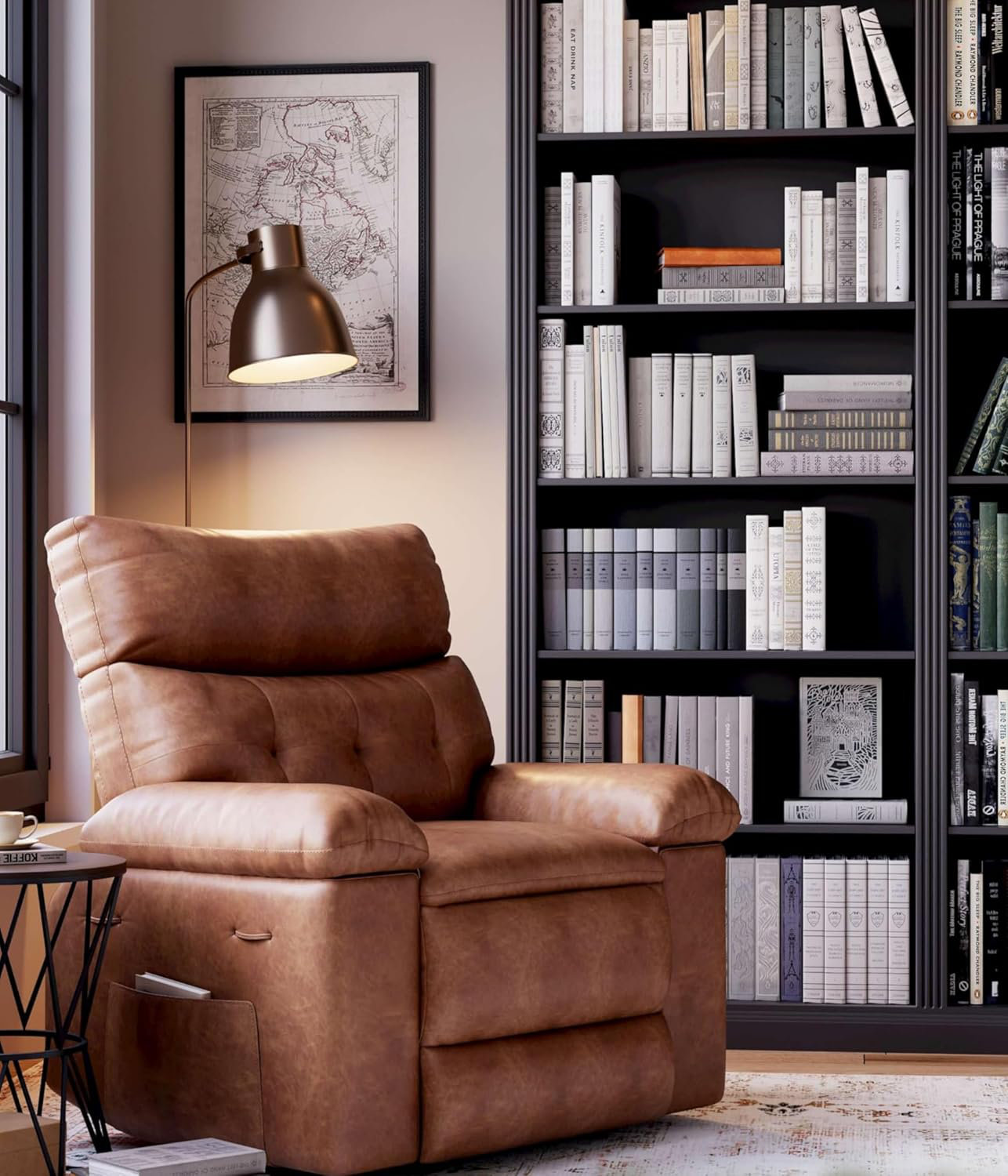 Ebern Designs Oversized Recliner Chair, 360° Manual Rocker Swivel ...