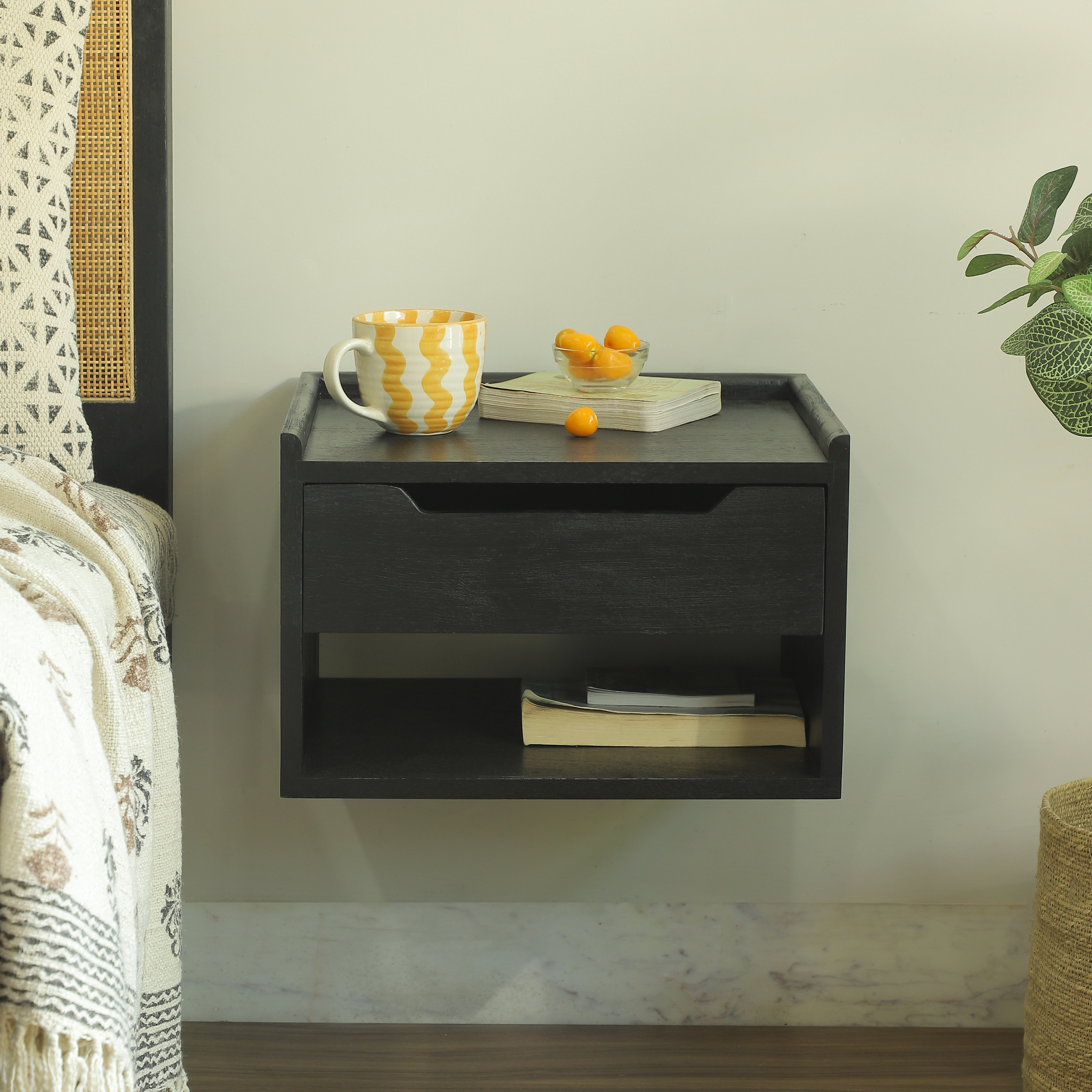 Millwood Pines Alina Solid Wood Nightstand Tray-Top with Drawer and ...