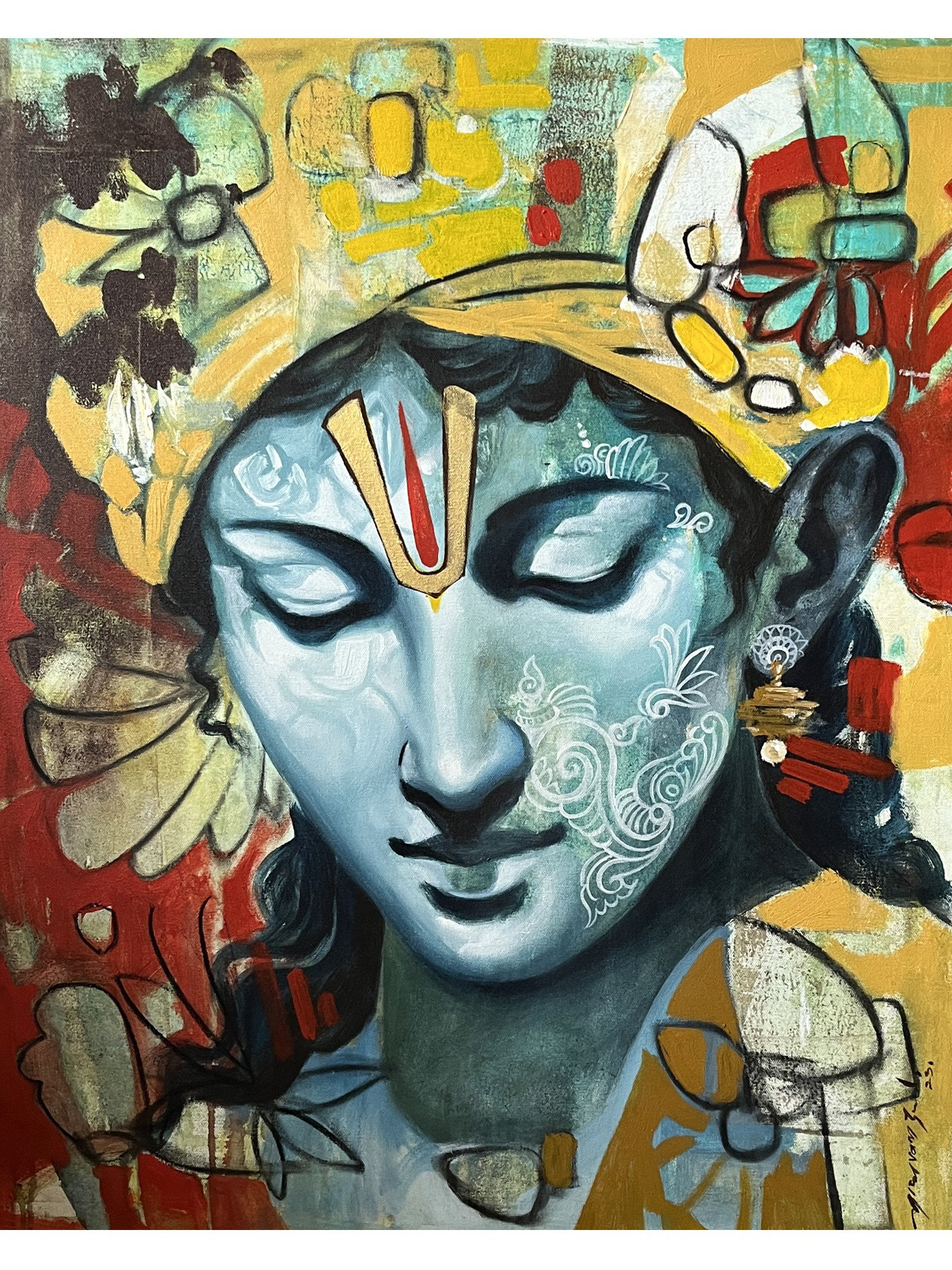 Exotic India Attractive Painting Of Kanhaji | Acrylic On Canvs | By ...