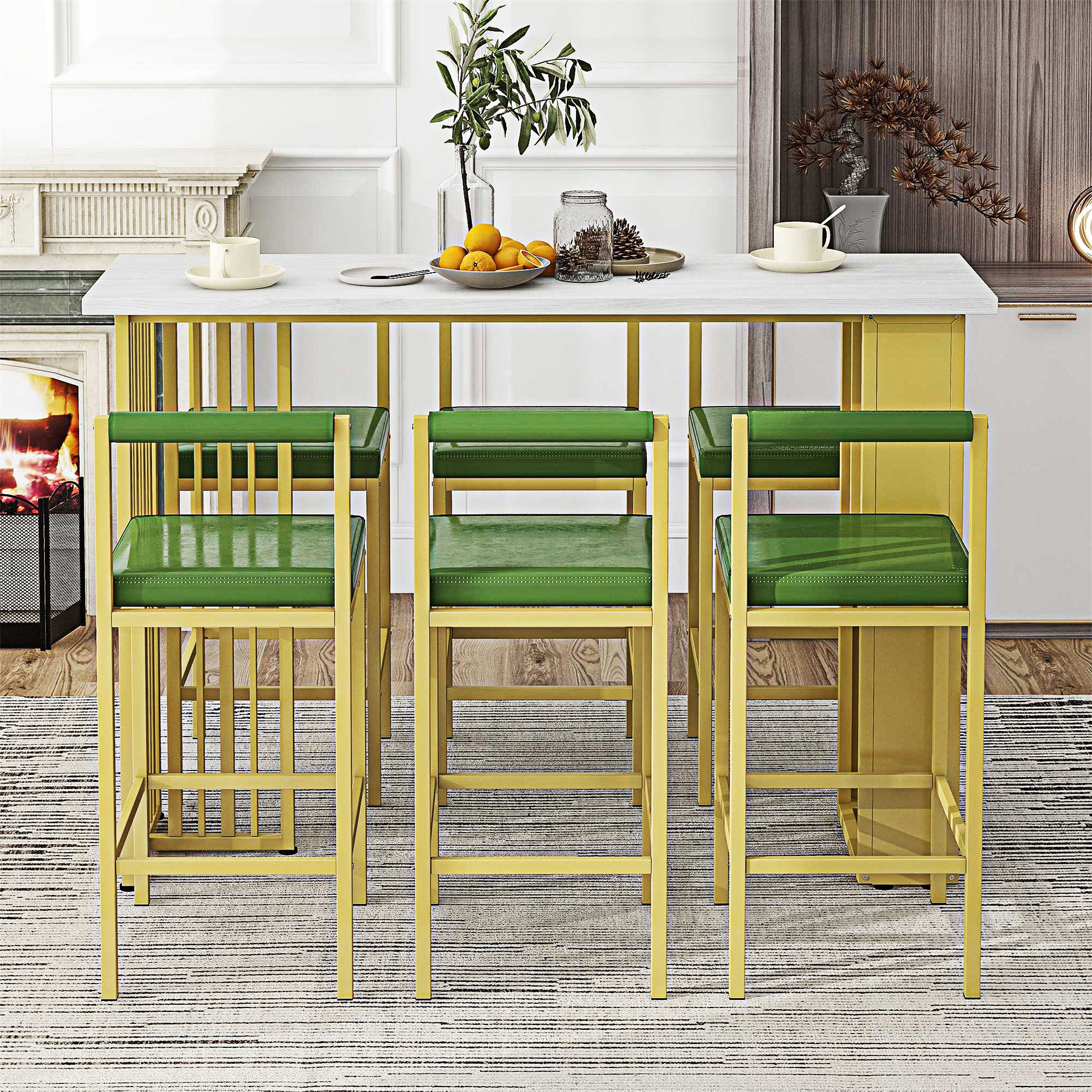 Mercer41 7-Piece Multi-Functional Modern Counter Height Dining Bar ...