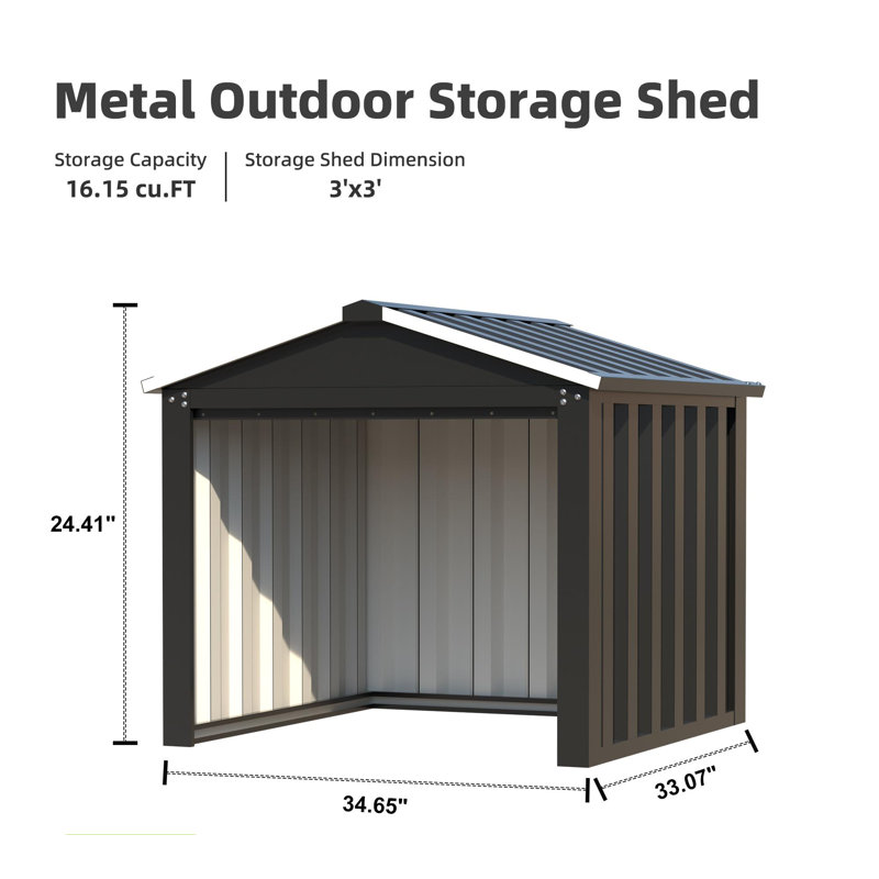 GangMei 2 ft. 11 in. W Galvanized Steel Storage Shed and Outdoor Tool ...