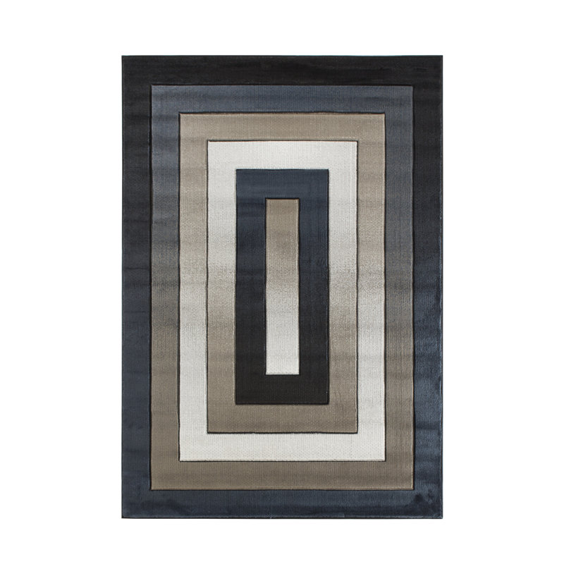 Wrought Studio™ Adonia Geometric Brown/Gray/Black Area Rug & Reviews ...