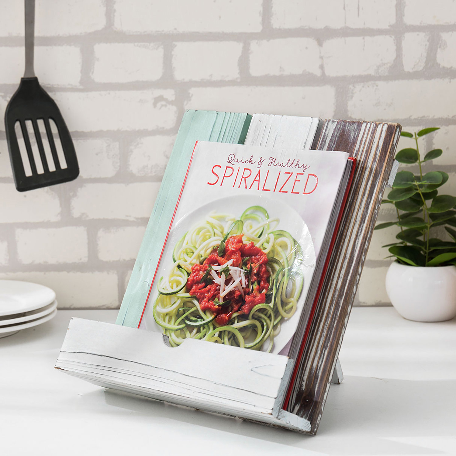 Gracie Oaks Wooden Tablet Holder Cooking Book Stand | Wayfair