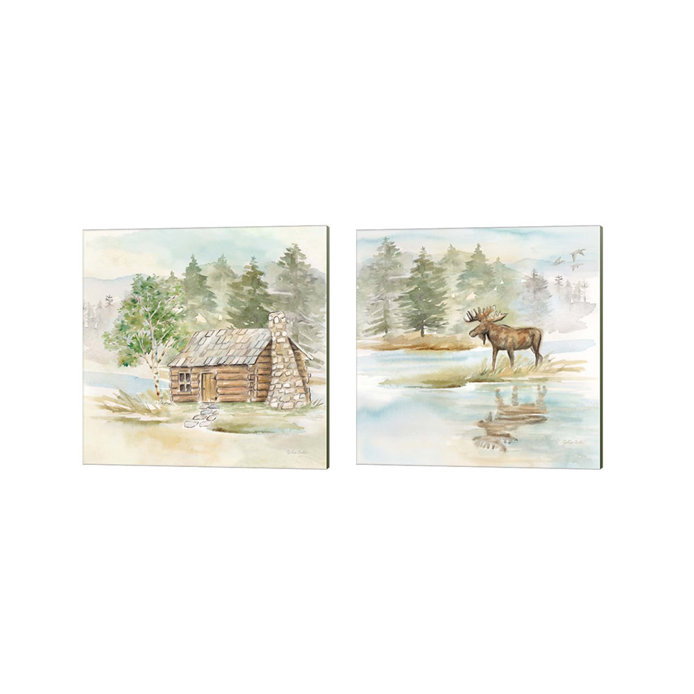 Millwood Pines Woodland Reflections By Cynthia Coulter, Canvas Art (Set ...