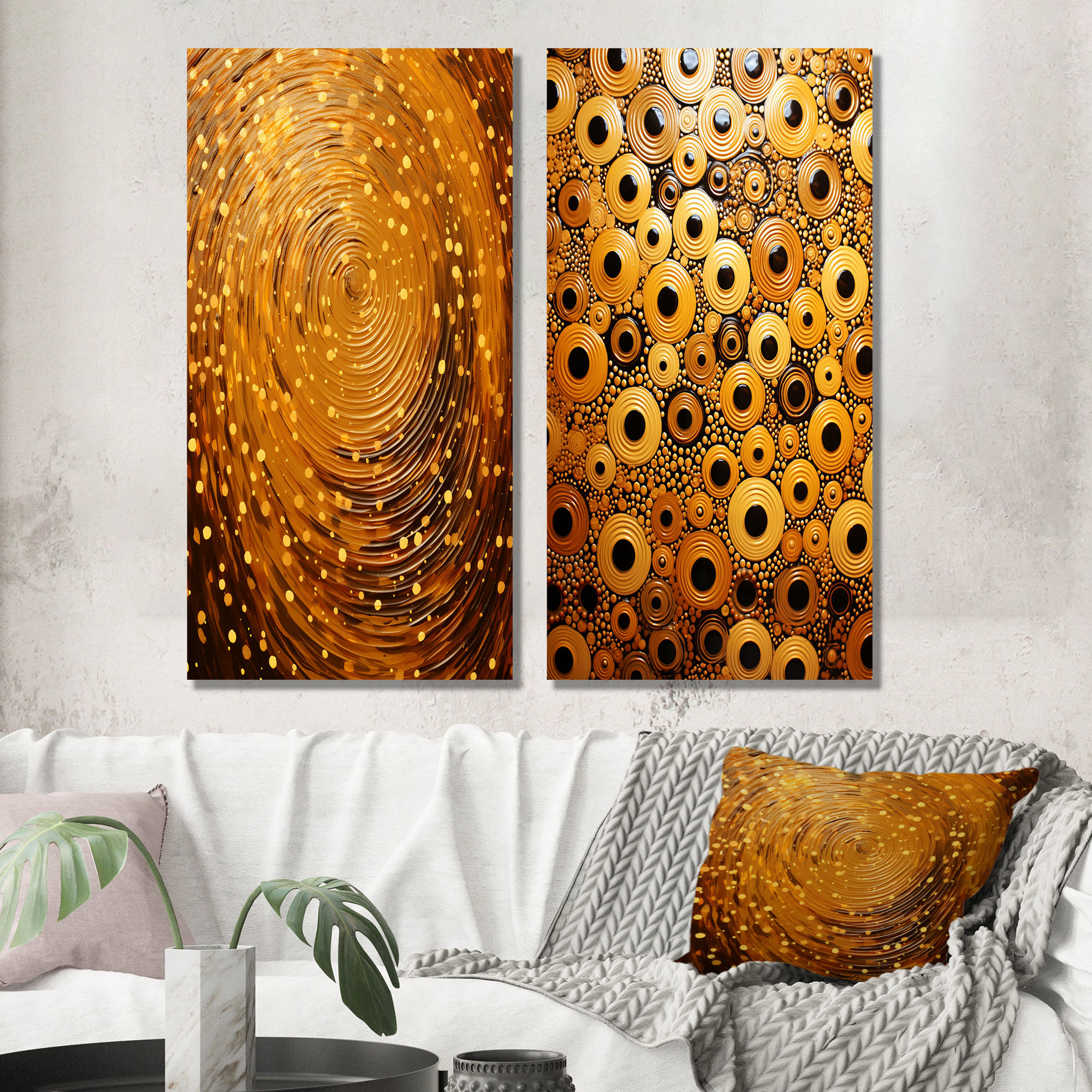 Mercer41 Midnight Marigold Siral II - Abstract Collages Canvas Wall Art ...