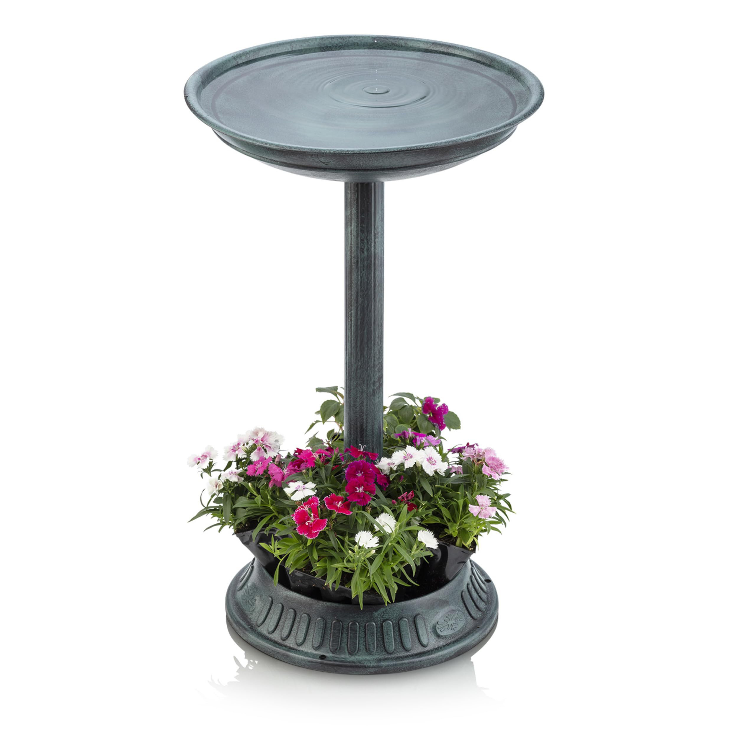 Lark Manor™ 25" Tall Outdoor Birdbath With Planter Yard Statue, Green ...