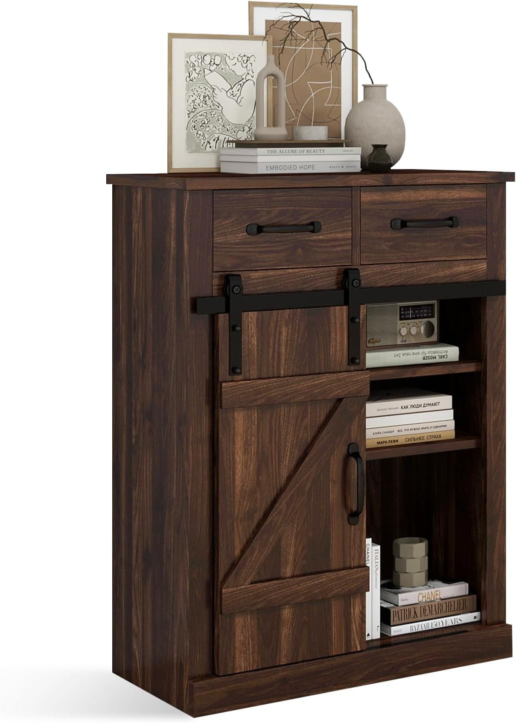 Gracie Oaks Farmhouse Storage Cabinet Modern Buffet Sideboard with 2 ...