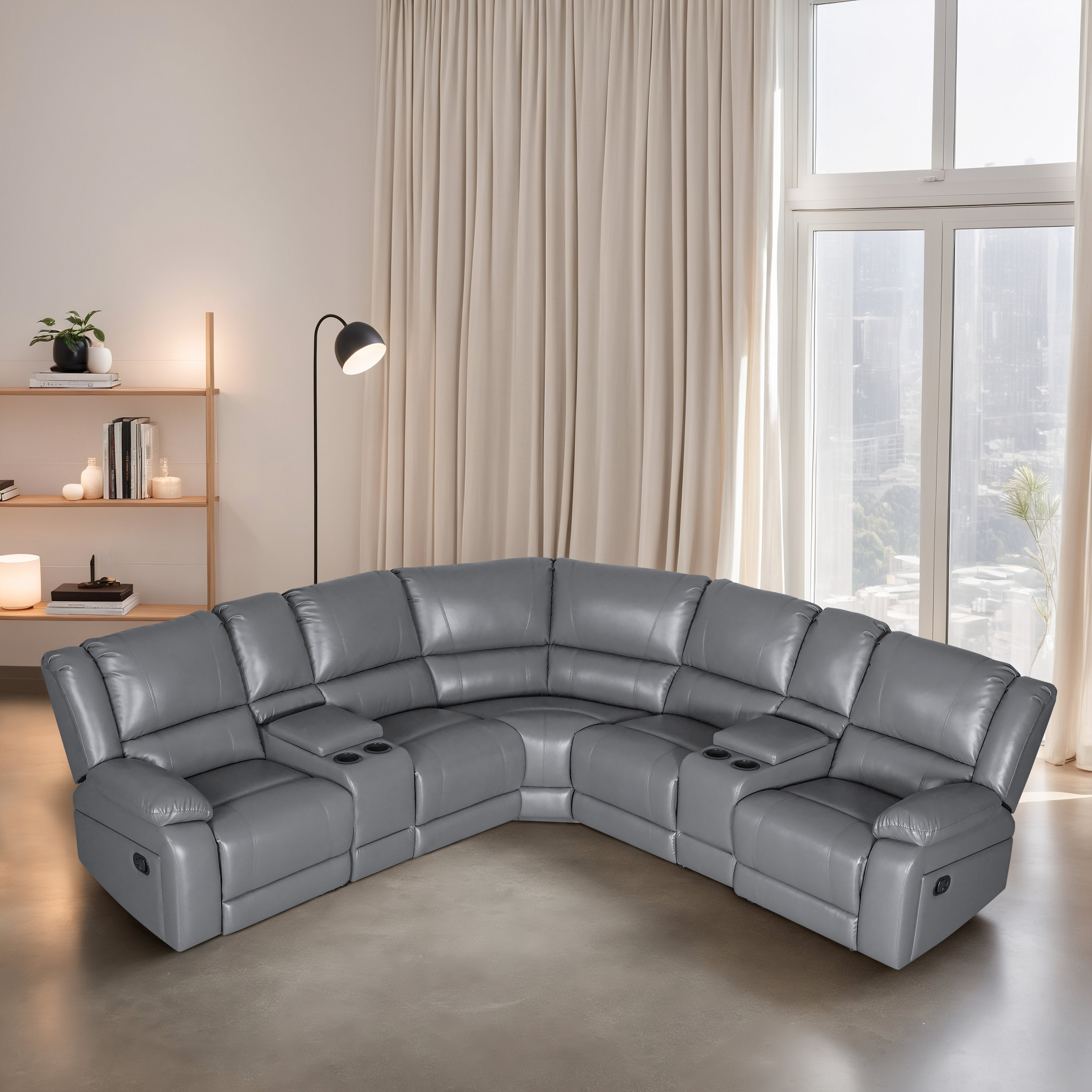Latitude Run® One Sectional Reclining Sofa, Manual Faux Leather ...