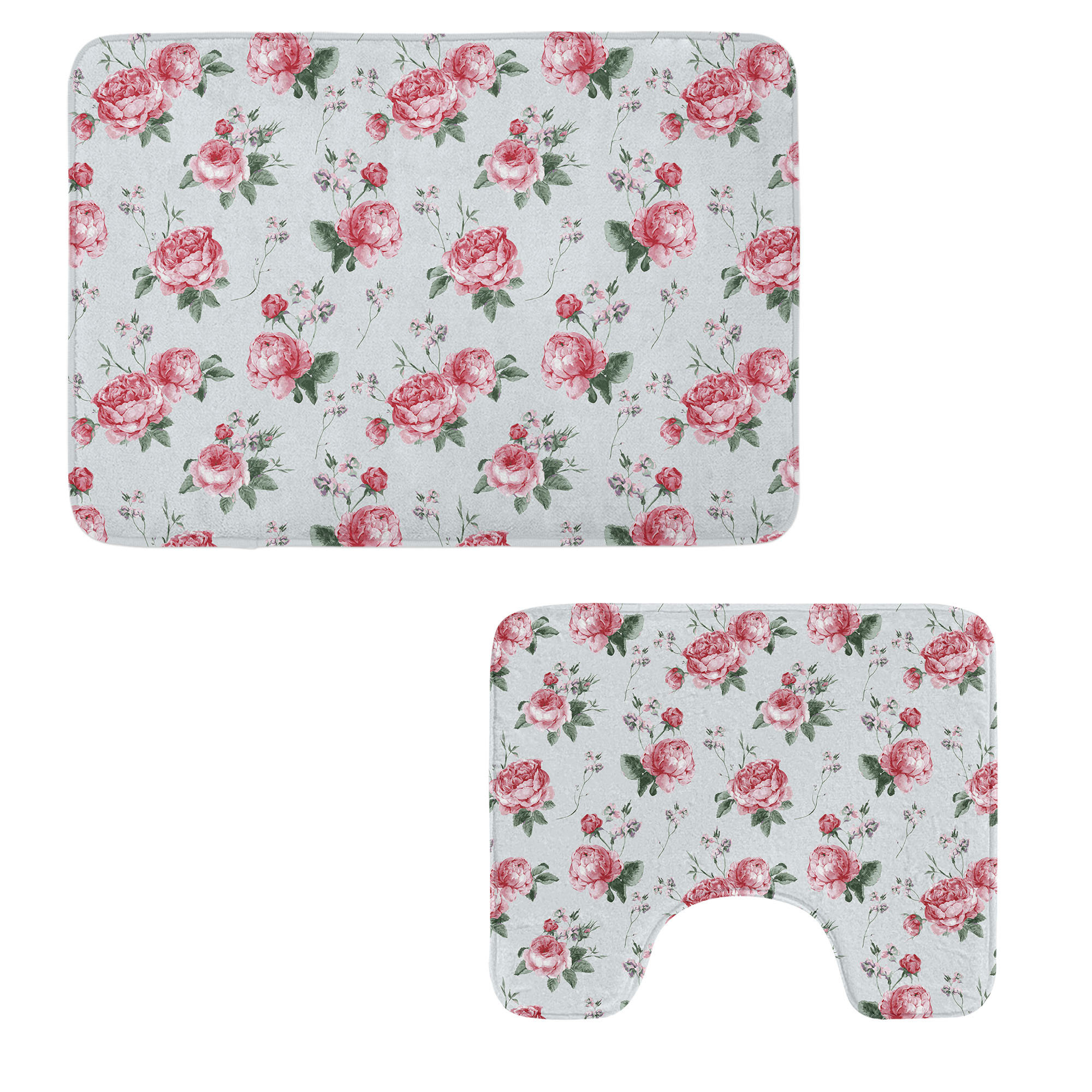 East Urban Home Rose Bathroom Rug Set 2 Pieces Rectangle & Contour Mats ...