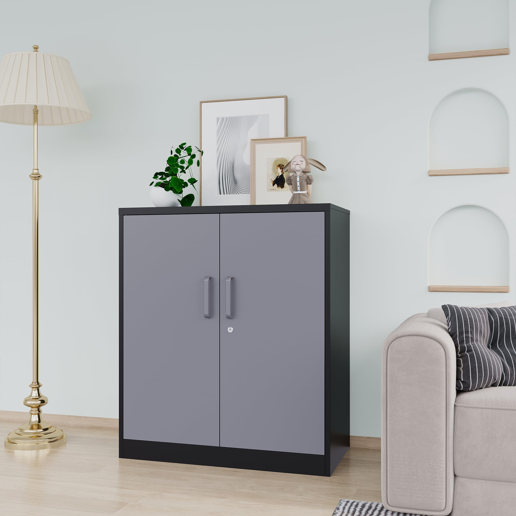 Inbox Zero 35.4" H x 31.5" W x 15.7" D Steel Storage Cabinet with 2 ...