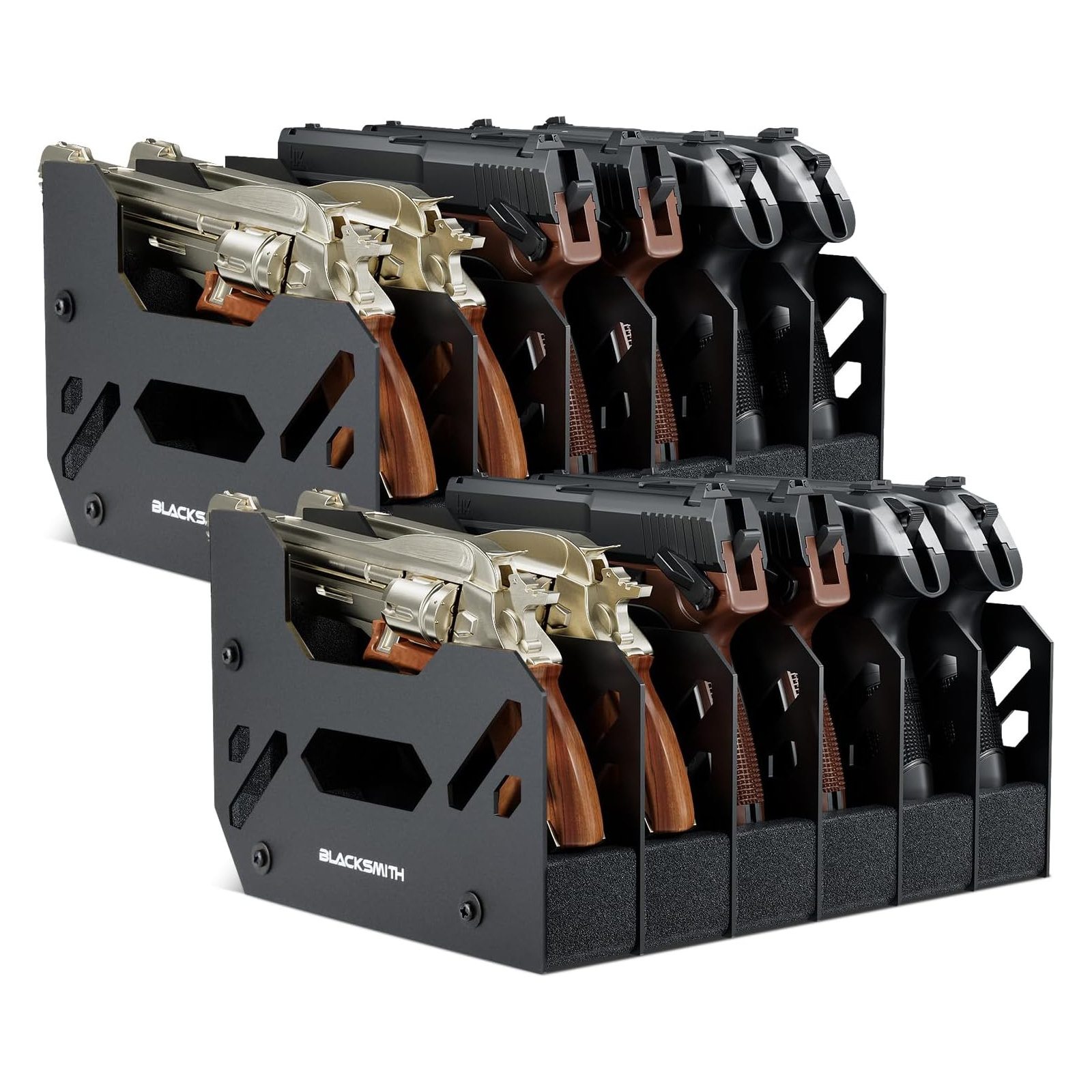 Blacksmith 2-Pack Pistol Rack, Gun Rack Fit 6/8 Guns Pistol Holder ...