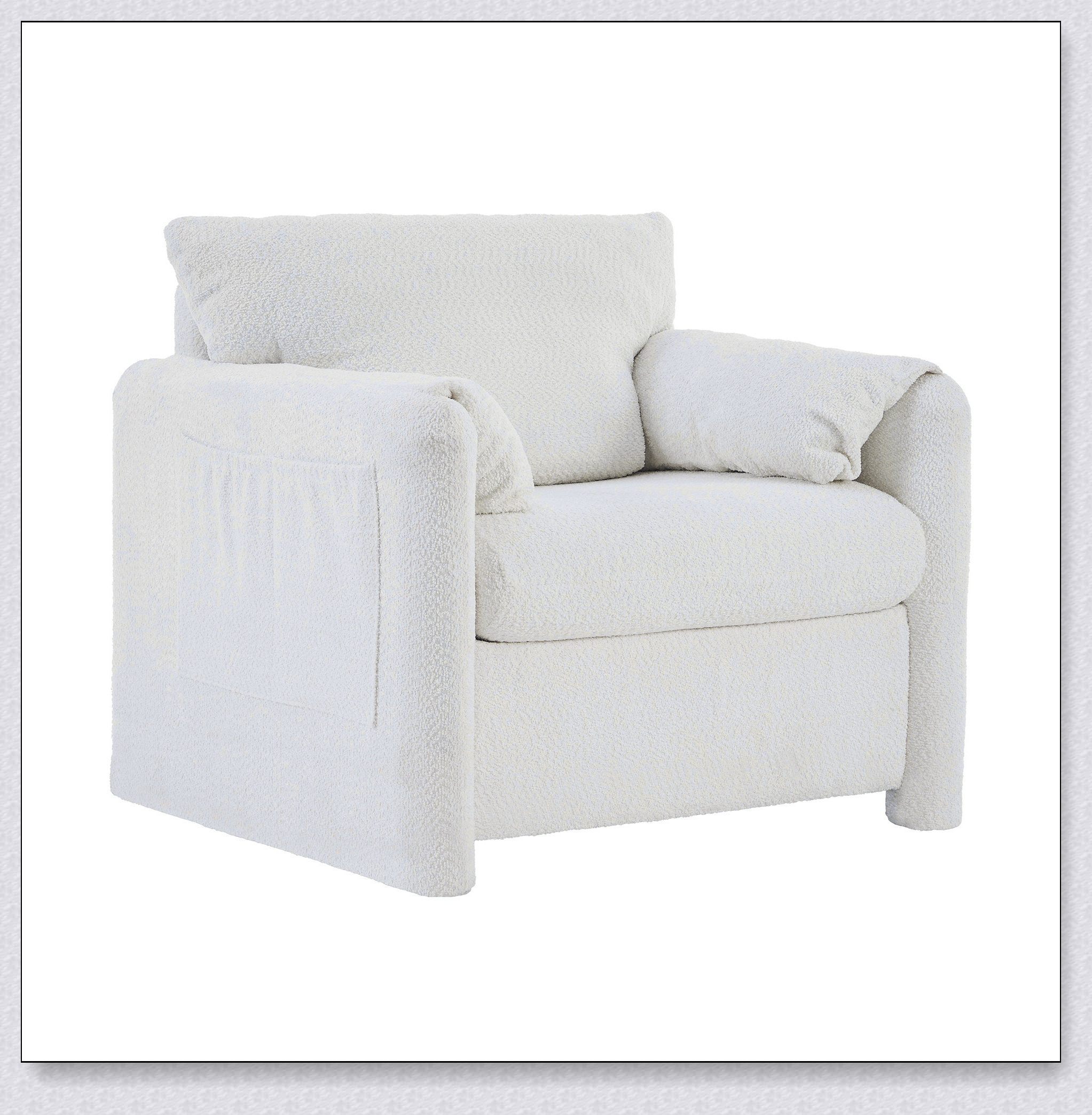 Ebern Designs Modern Sofa Chair Comfortable Chenille Upholstered with ...