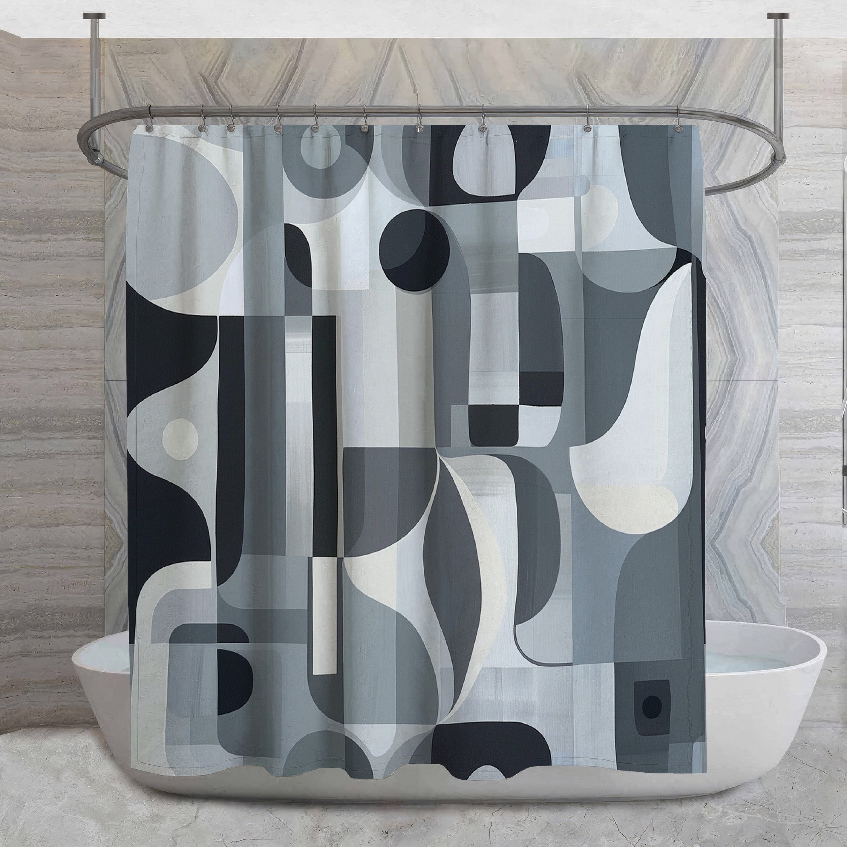 Corrigan Studio® Geometric Shower Curtain - Abstract Bathroom Decor ...