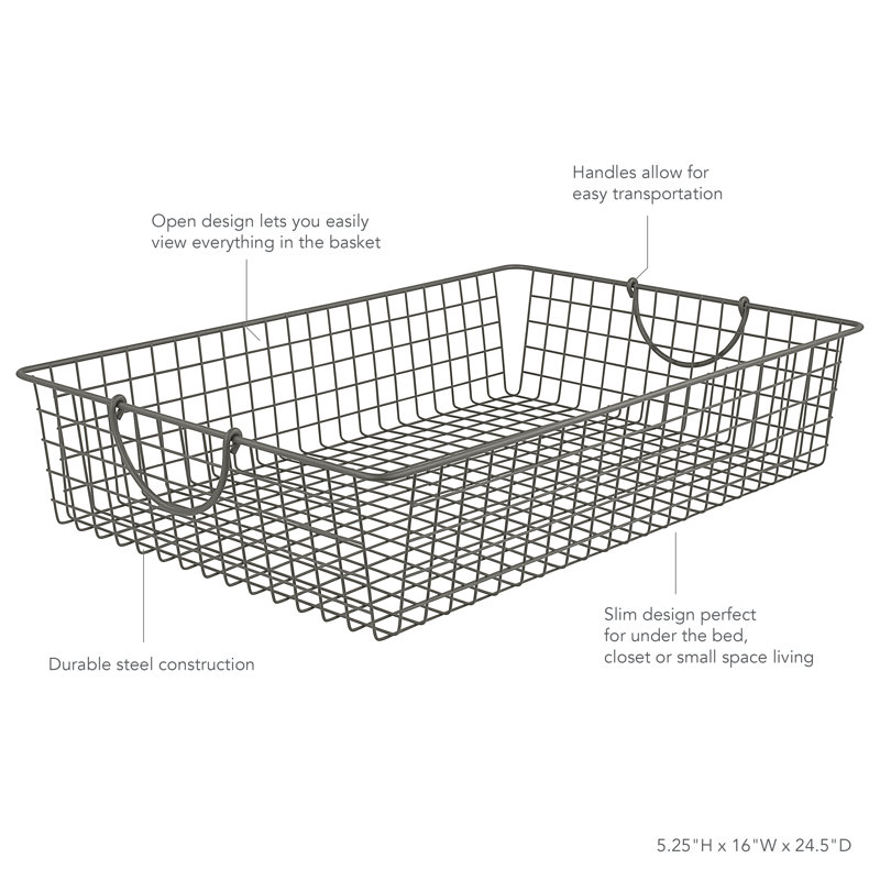 Williston Forge Stowaway Large Metal/Wire Basket & Reviews | Wayfair