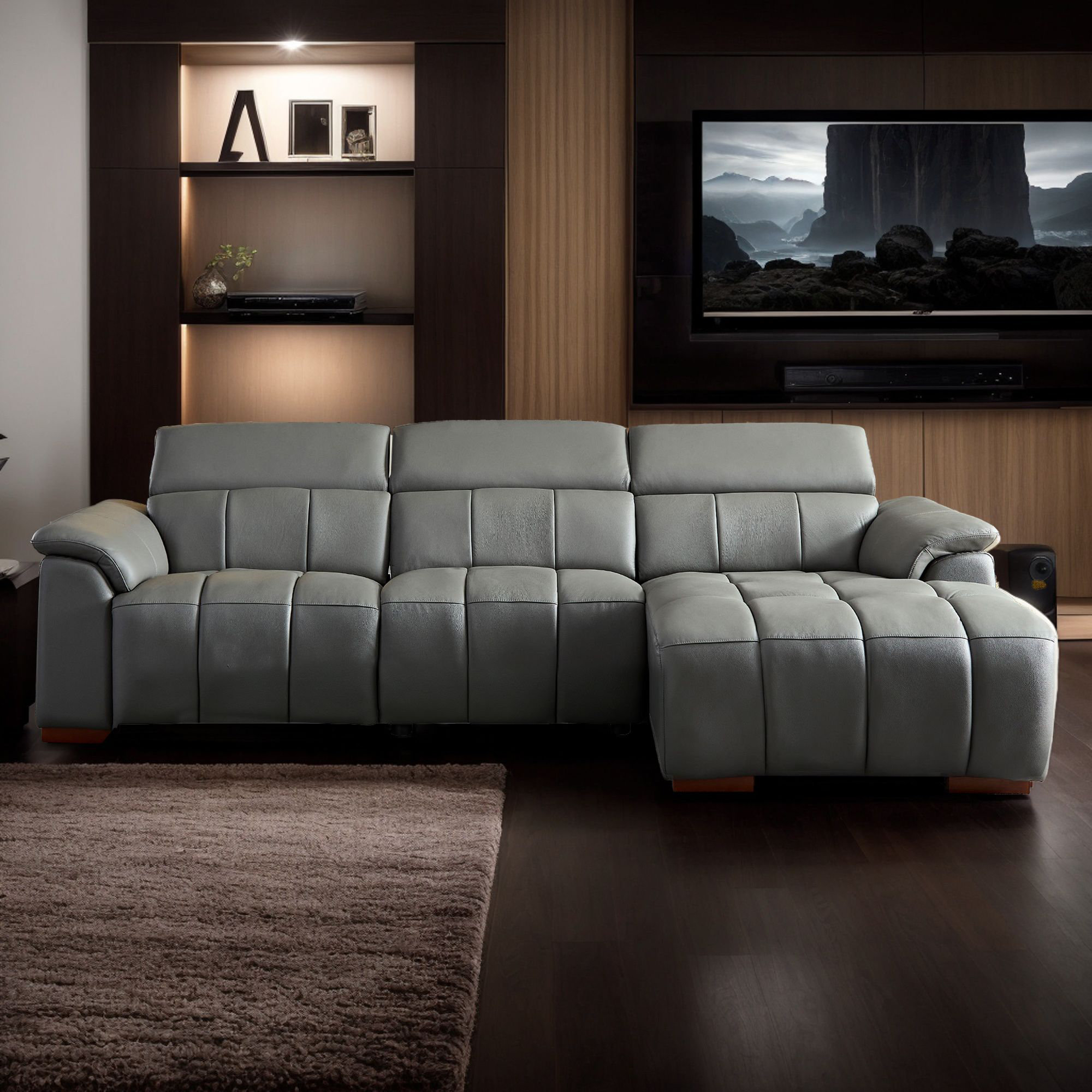 Latitude Run® 114'' Luxury Home Theater Seating Modern Electric Control ...