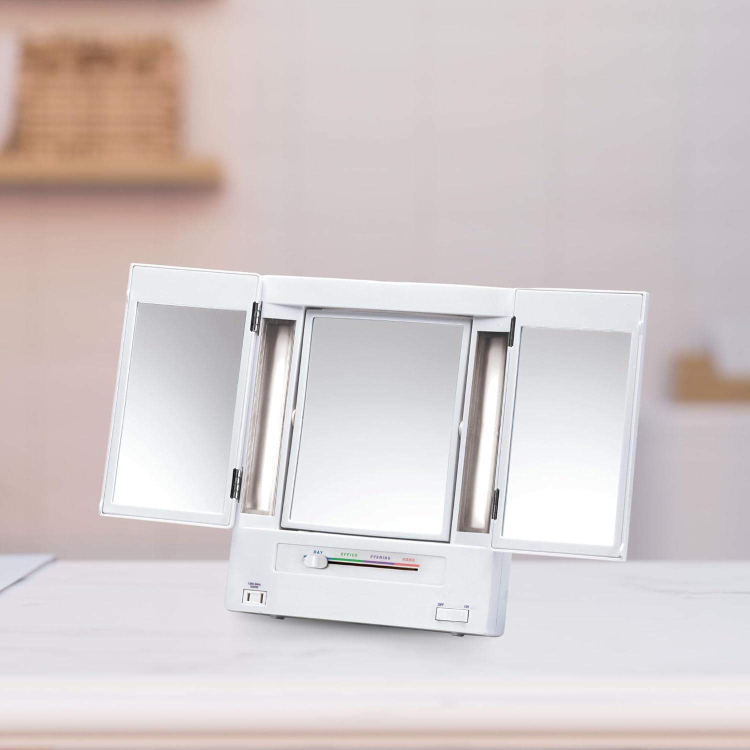 Rebrilliant Tri-Fold Two-Sided Makeup Mirror with Lights - Vanity ...