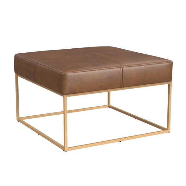 Homepop Large Square Metal Ottoman - Faux Leather | Wayfair