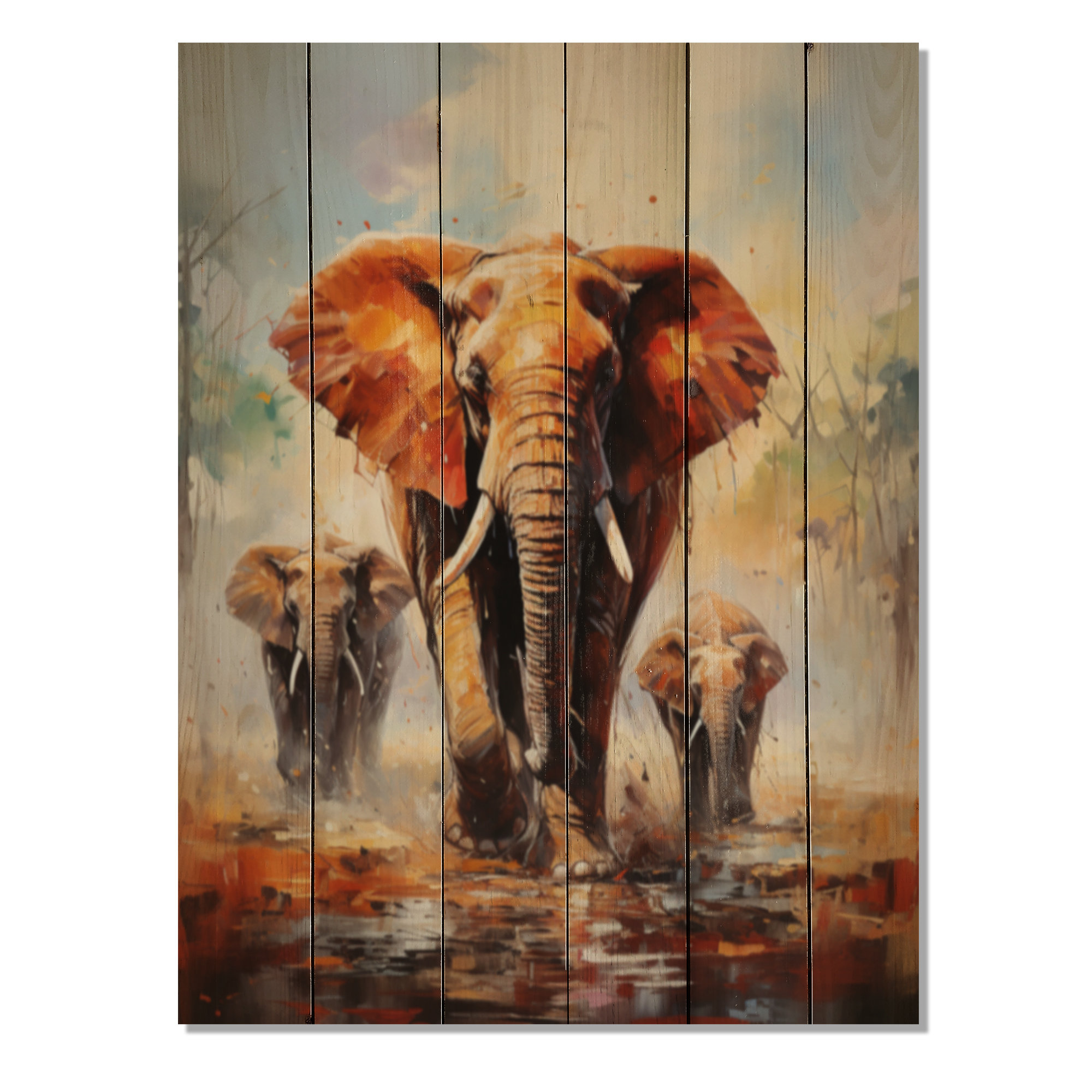 Dakota Fields Elephant Elephant Parade On Wood Print | Wayfair